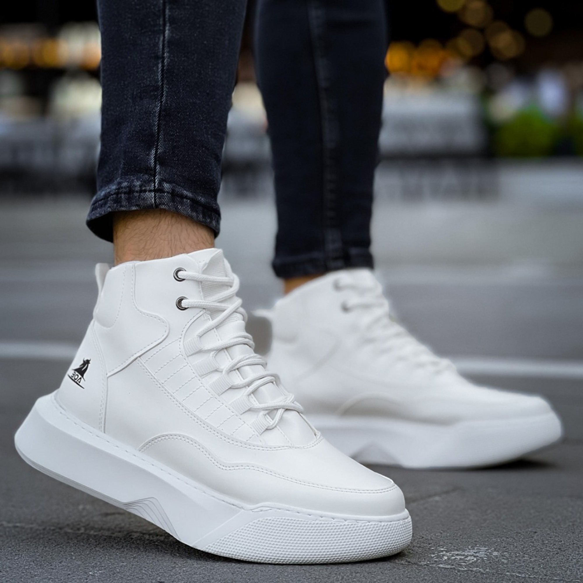 Erkek Bilekli Sneaker - Beyaz - 0192